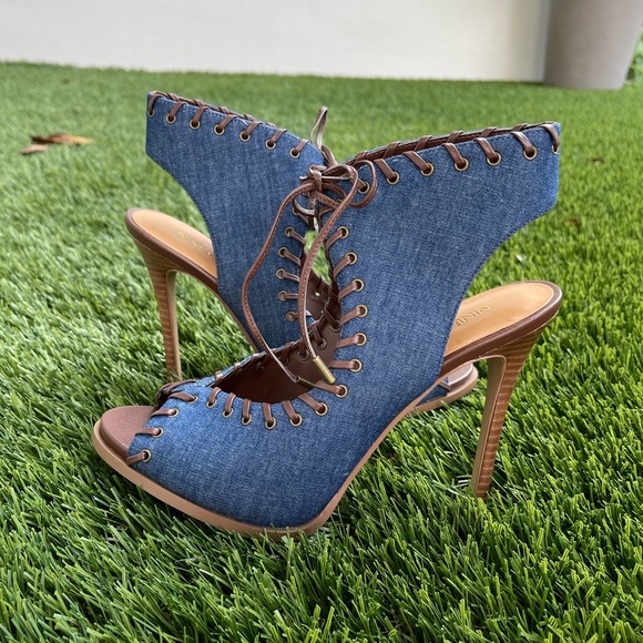 Nine West | Shoes | New Nine West Hot Stuff Denim Open Toe High Heel ...